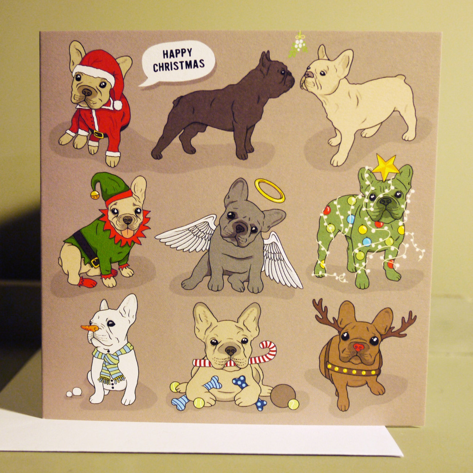 A Frenchie Christmas Card - Etsy