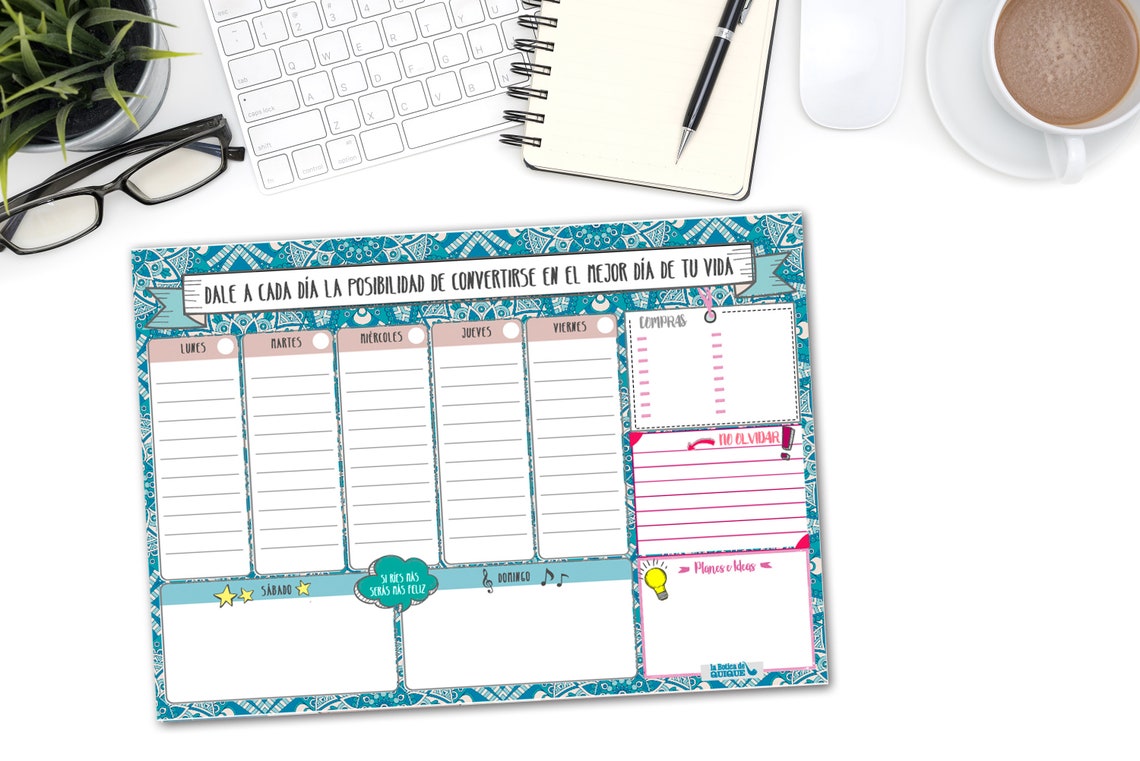 Weekly Organizer Positive. in Spanish. A4 PRINTER Weekly Planner ...