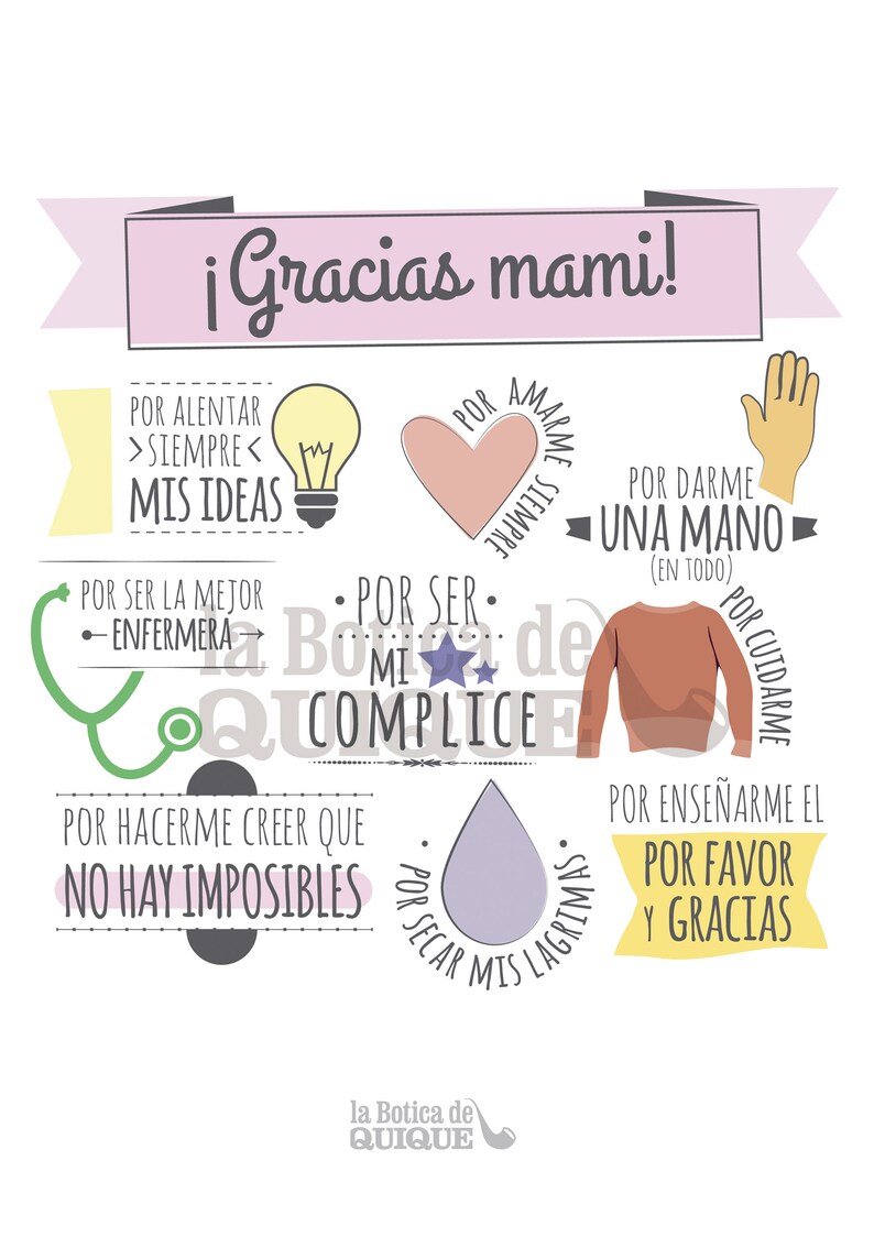 Día De La Madre. Set X 8. Spanish Mother's Day Card. Tarjeta De ...