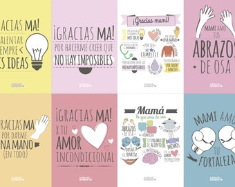 Día De La Madre. Set X 8. Spanish Mother's Day Card. | Etsy