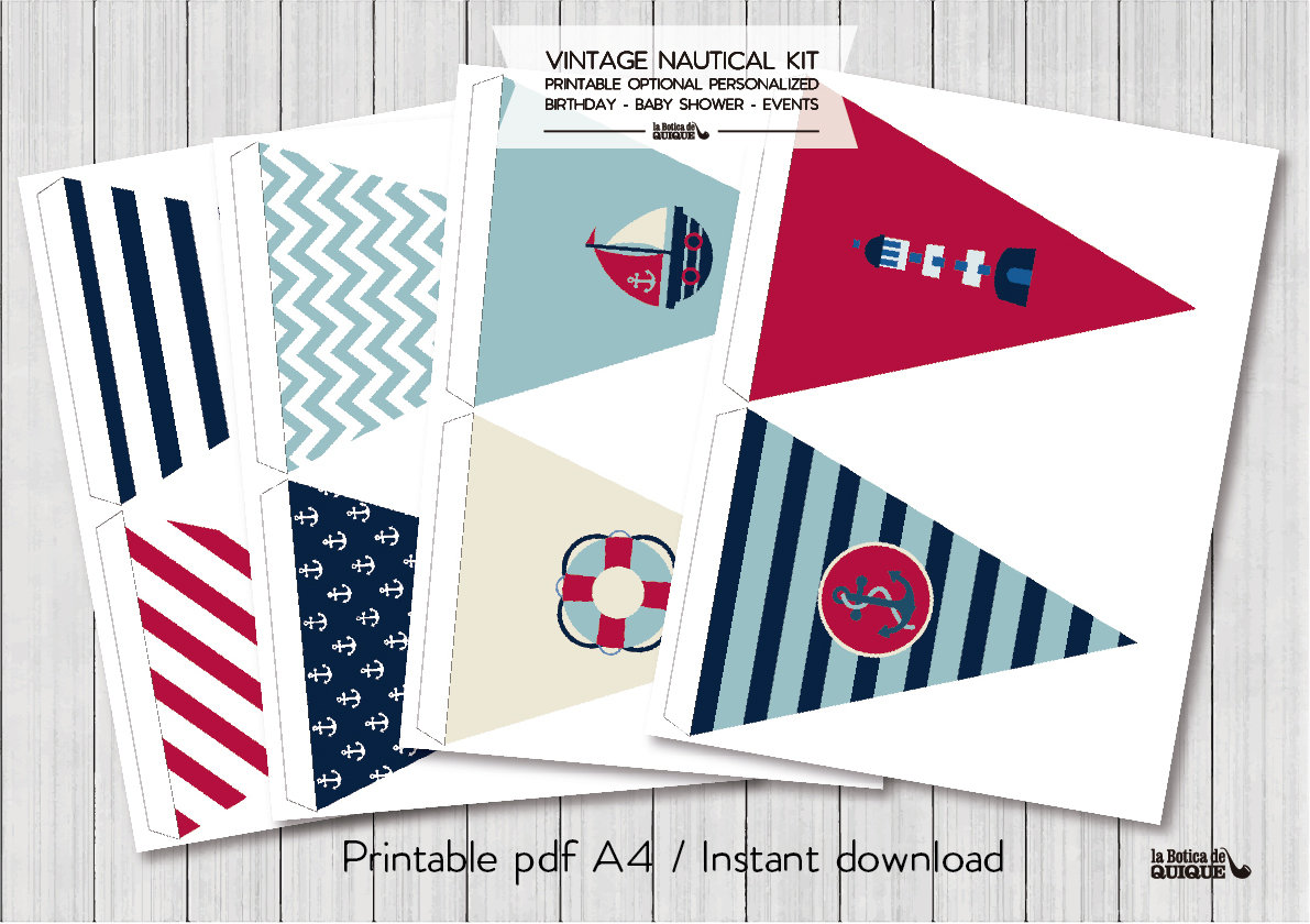 Printable Kit Nautic Vintage. DIY Printable Birthday Party Package ...