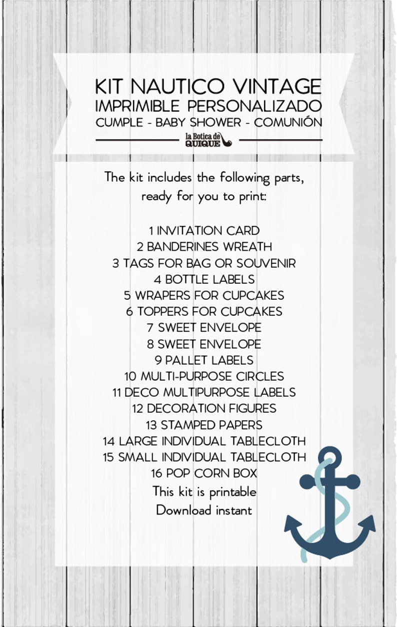 Printable Kit Nautic Vintage. DIY Printable Birthday Party Package ...