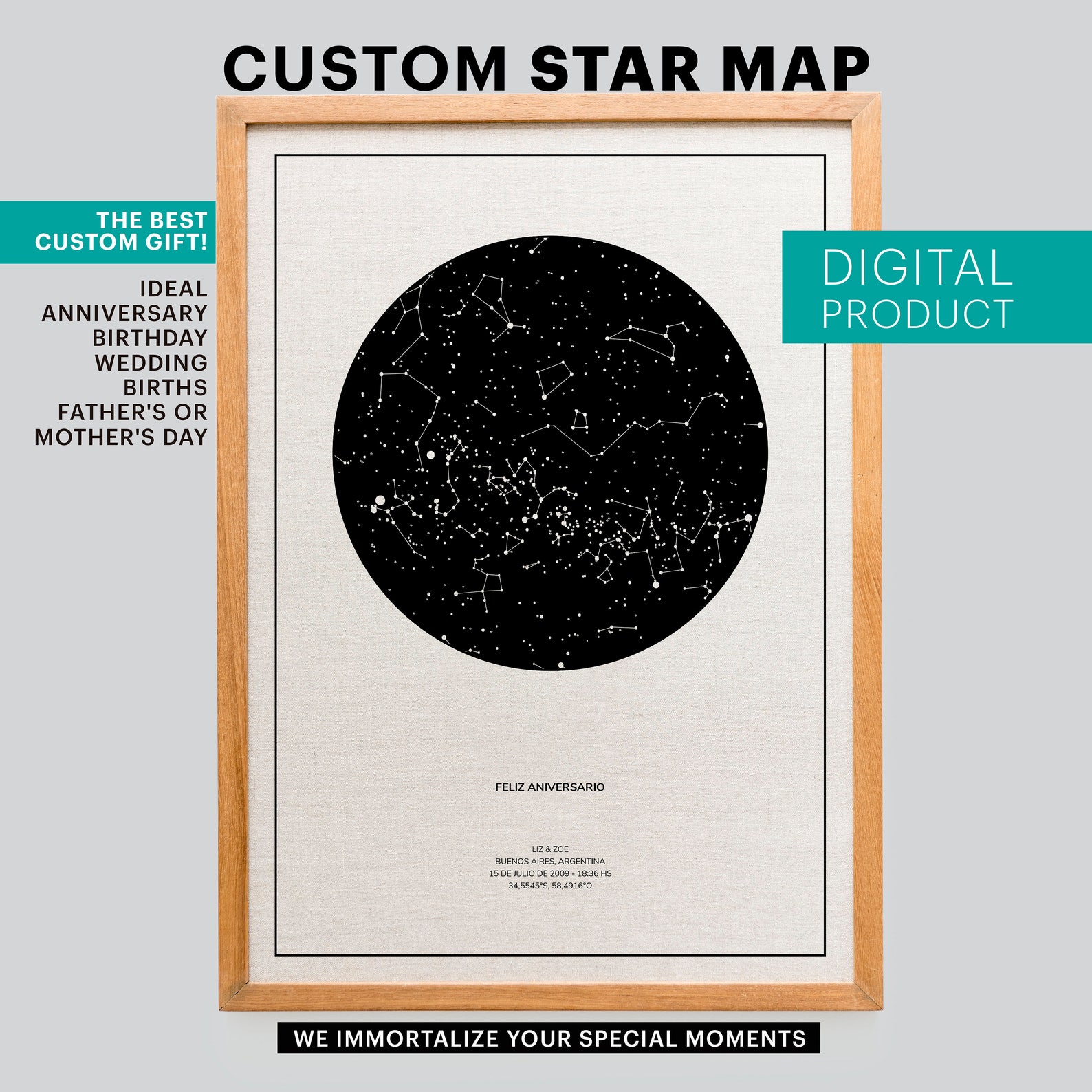 Custom Star Constellation Map, Anniversary Gift (digital File) - Etsy