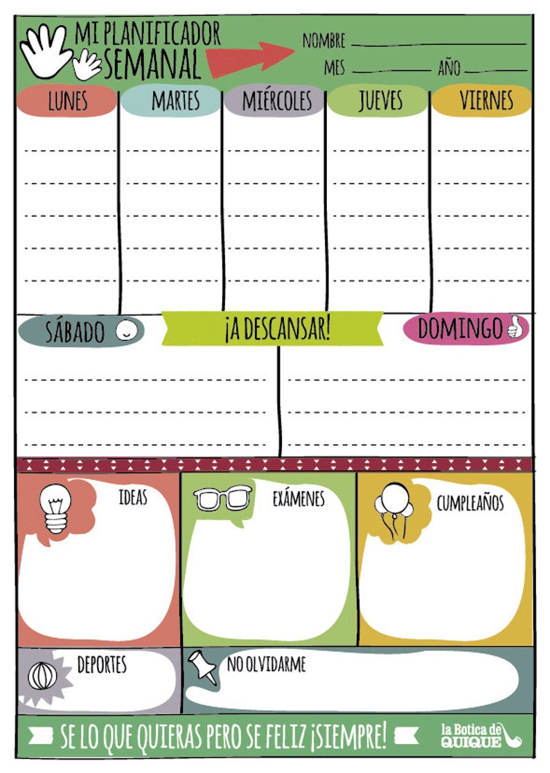 Kids Weekly Planner Printable, Children's Schedule A4 (digital Download ...