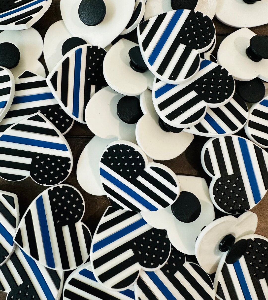 Thin Blue Line Heart Croc Charm Supporting Police Officers, Law ...