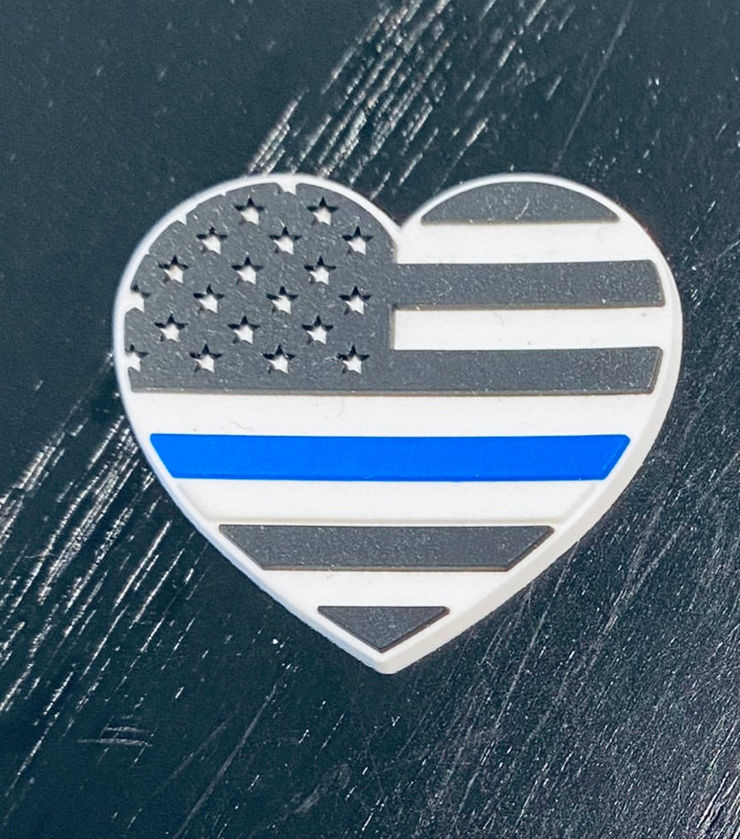 Thin Blue Line Heart Croc Charm Supporting Police Officers, Law ...