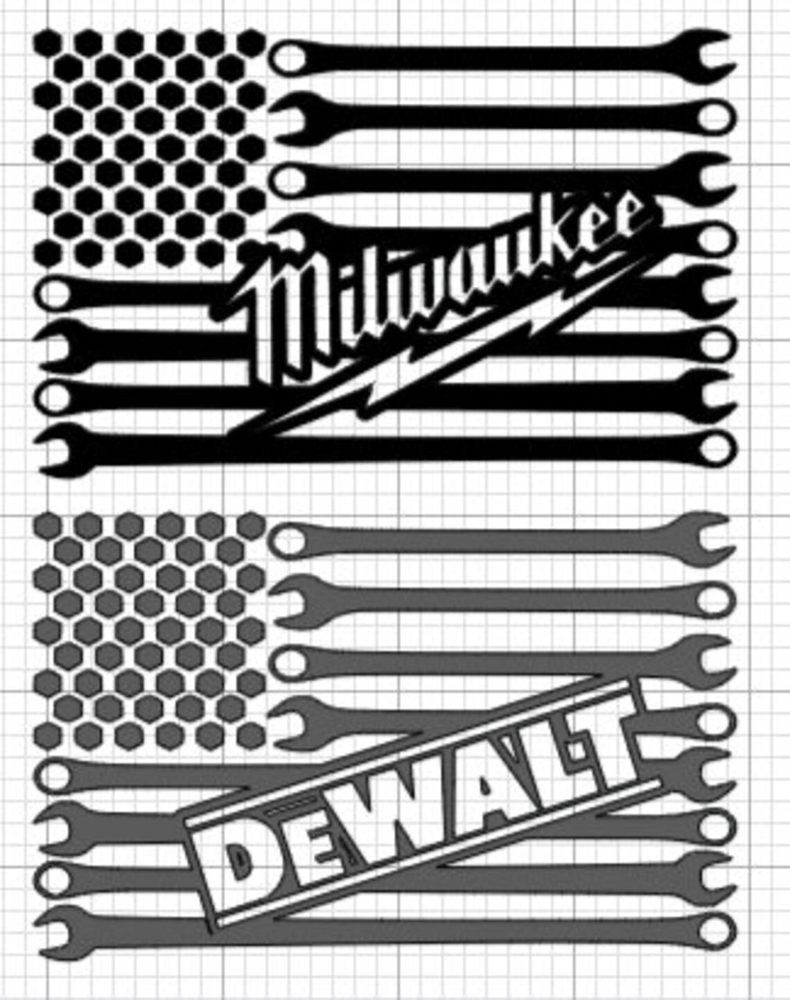 Tool flag vinyl decal dewalt or milwaukee | Etsy