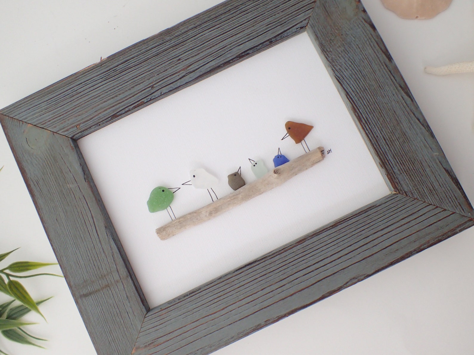 Sea glass family art picture / Beach glass art / Sea glass | Etsy