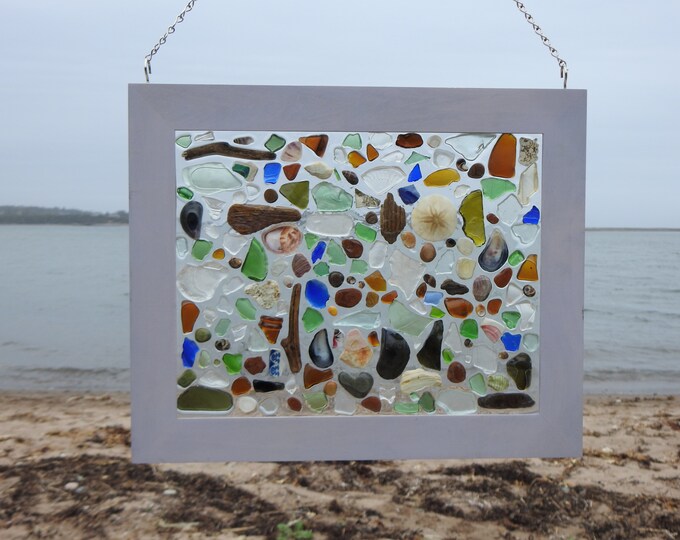 Sea Glass Art | Sea Glass Window | Beach Window | Beach Collage ...