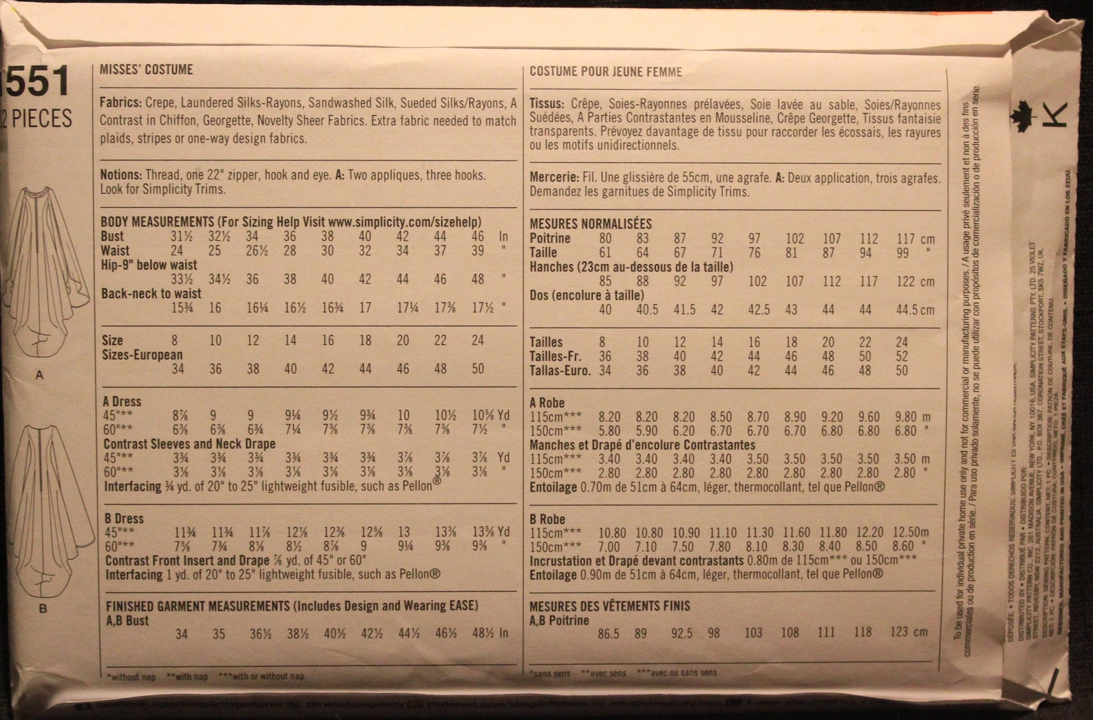 Simplicity Pattern 1551 KK Andrea Schewe Designs Misses' - Etsy