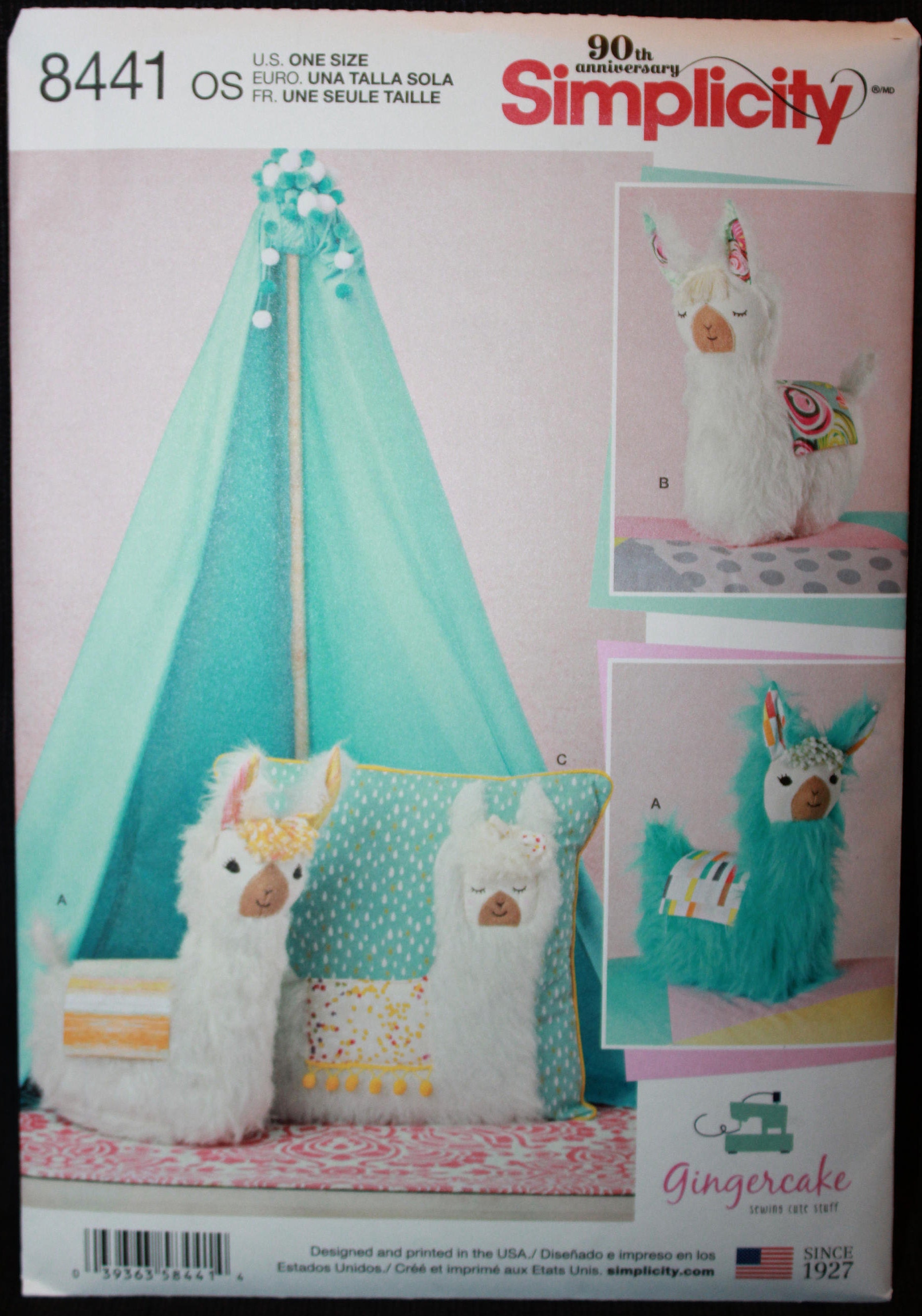 Gingercake Design Simplicity 8441 Llama Stuffed Animals and Pillow factory folded craft sewing ...