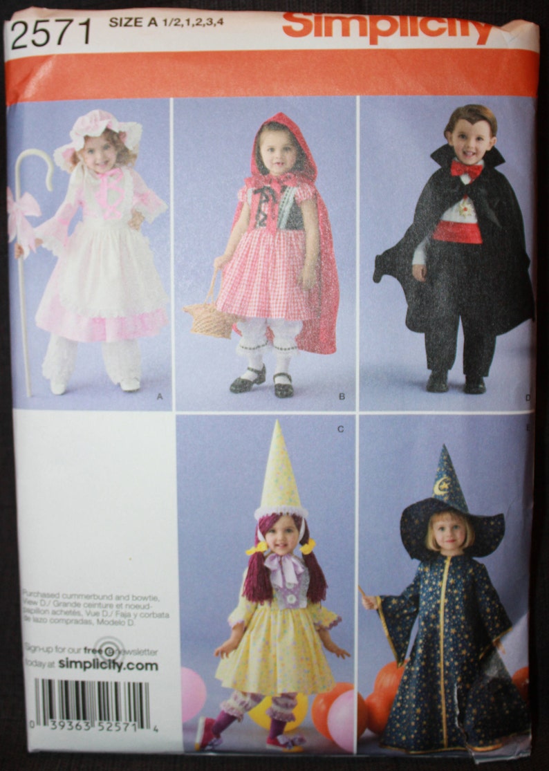 Simplicity Pattern 2571 Cosplay Halloween Costumes for - Etsy