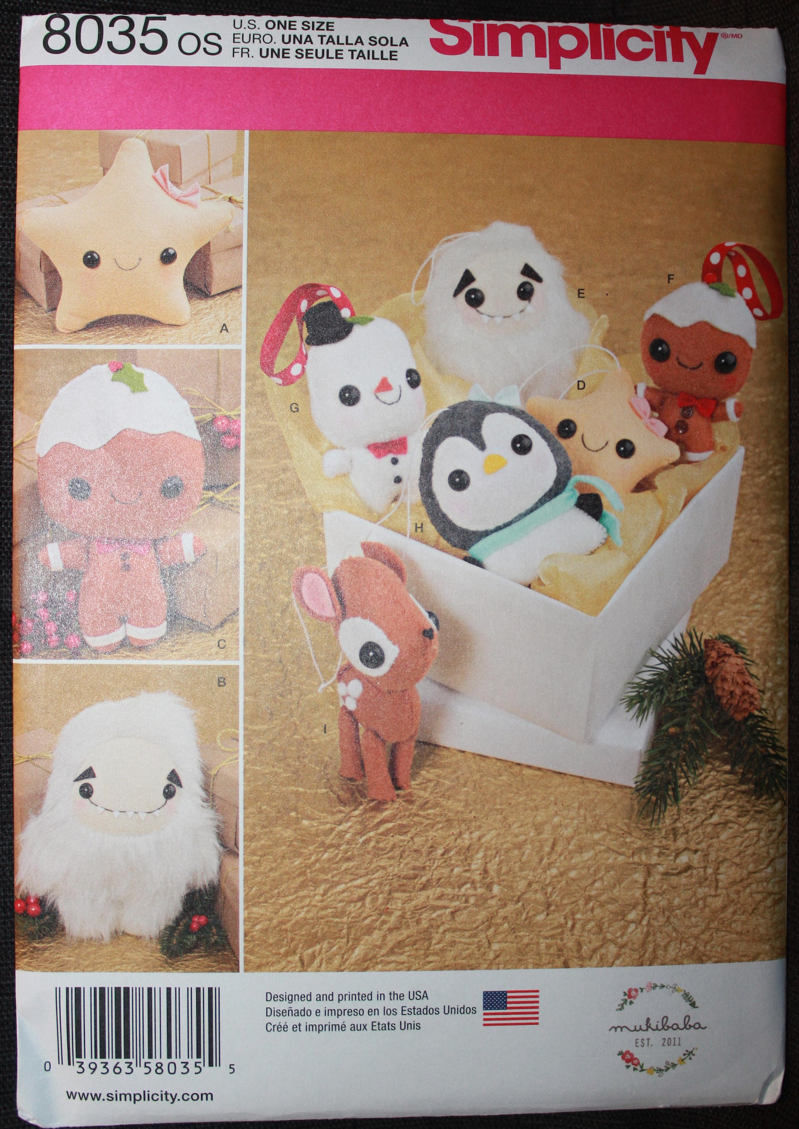 Simplicity Pattern 8035 J0209 S0209 Christmas Stuffed Animals - Etsy