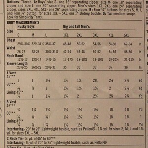 Simplicity Pattern 1506 Husky Boys in Size S-M-L and Big and Tall Mens ...