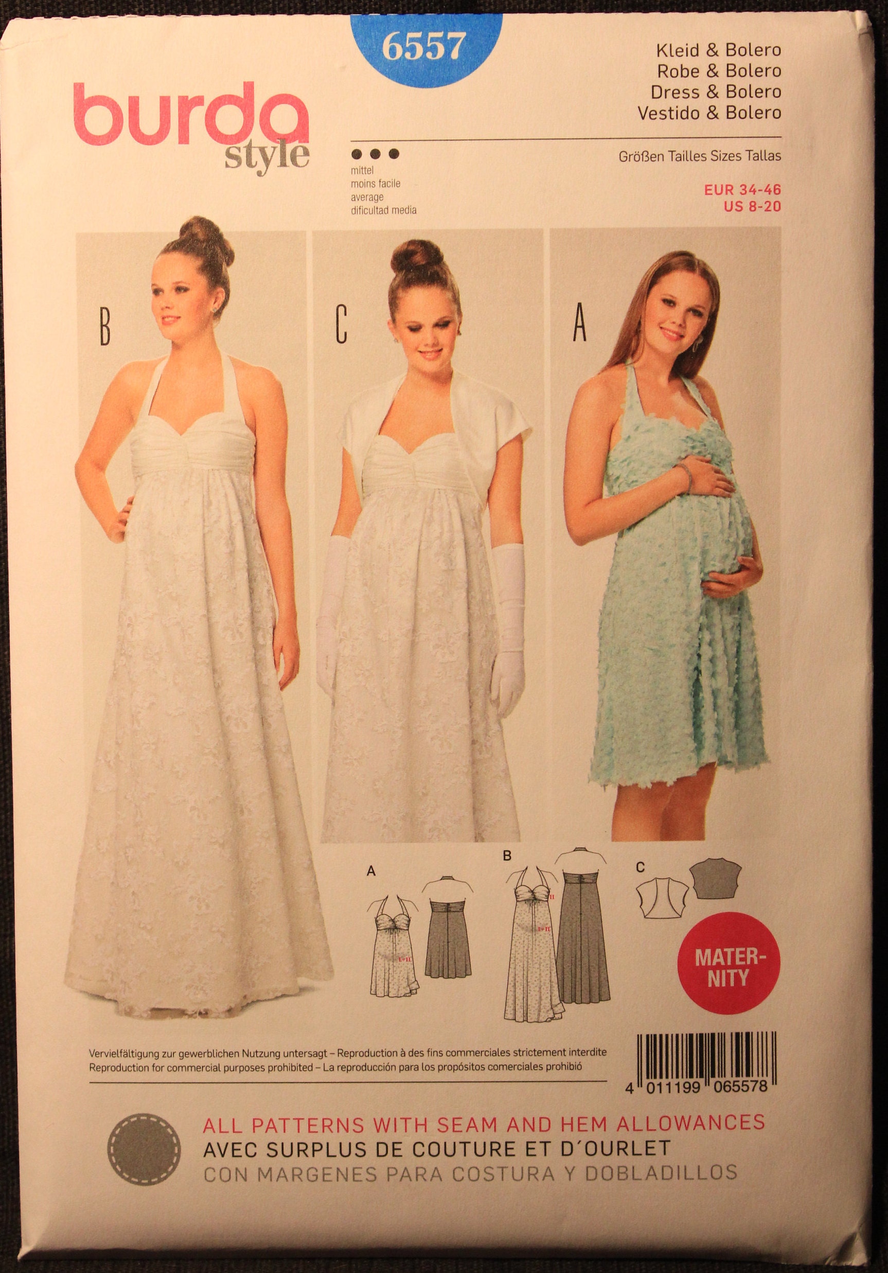 Burda Pattern 6557 Misses Maternity Dress With Optional Etsy