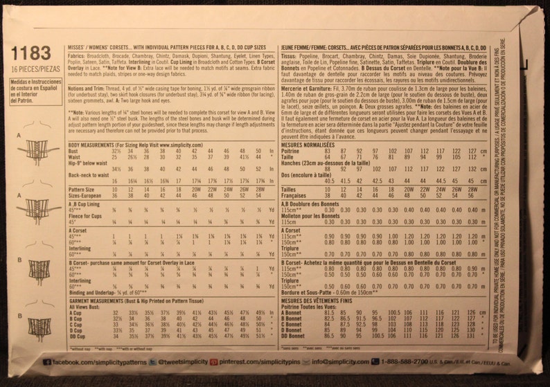 Simplicity Pattern 1183 AA Amazing Fit Collection Andrea | Etsy