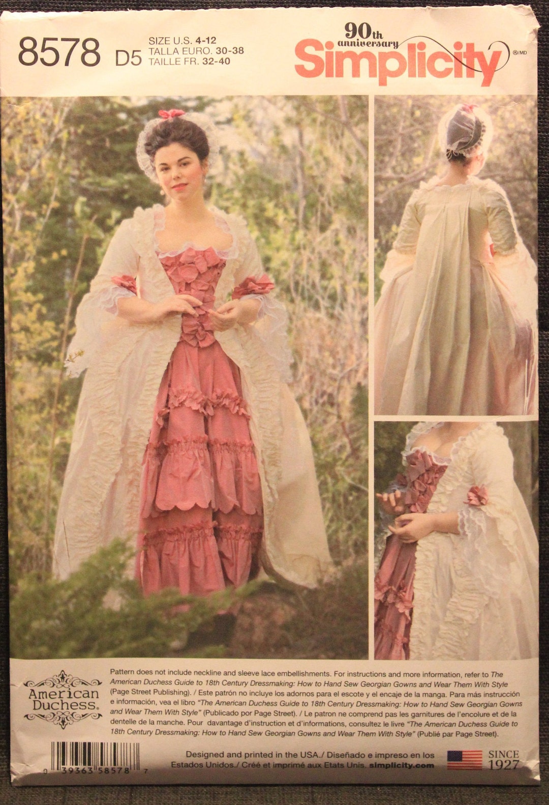 Simplicity Pattern 8578 D5 American Duchess Misses' 18th - Etsy