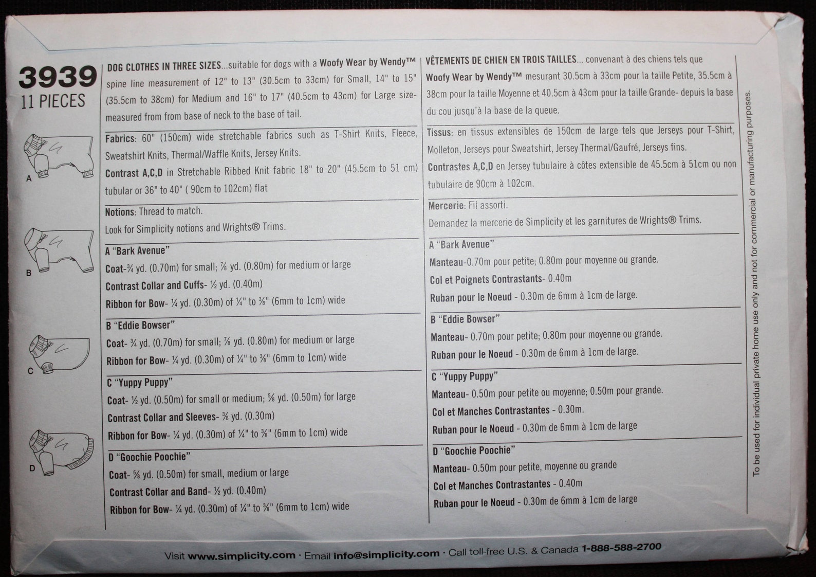 Simplicity Pattern 3939 Woofy Wear by Wendy Dog Clothes and - Etsy