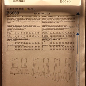 Butterick Pattern 6680 A5 Misses' Dress With Side Gather and Length ...