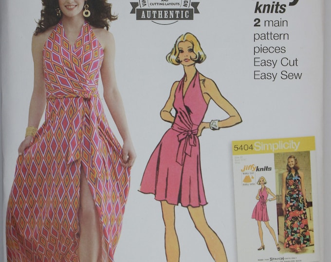 Simplicity Pattern 9793 Y5 Jiffy 1970s Vintage Misses' Knit Front-wrap Halter-dress in Two ...