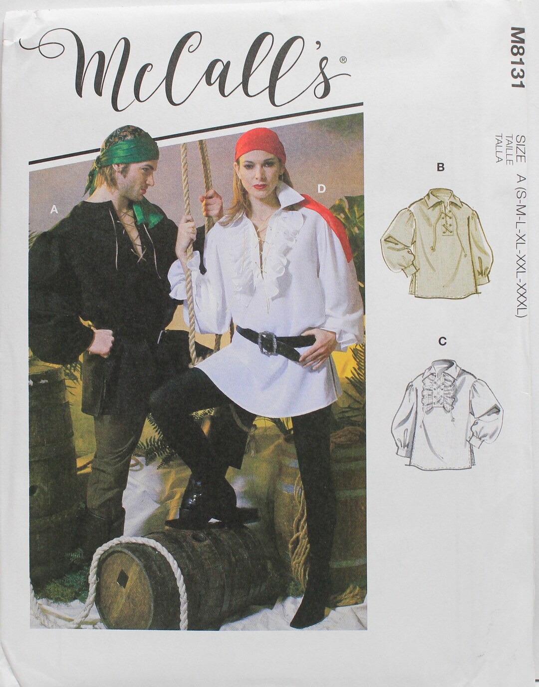 Mccalls Pattern 8131 Unisex Historical Fantasy Cosplay Lace up Shirts ...