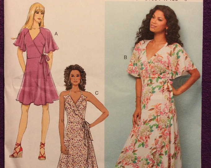 Butterick Pattern 6554 E5 Misses' Wrap Dresses in Sizes 14-16-18-20-22 ...