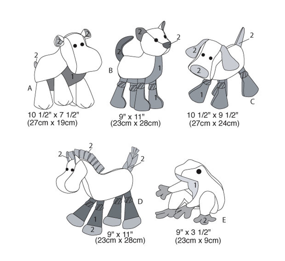 Kwik Sew Pattern K4355 Stuffed Animals in Five Styles - Etsy