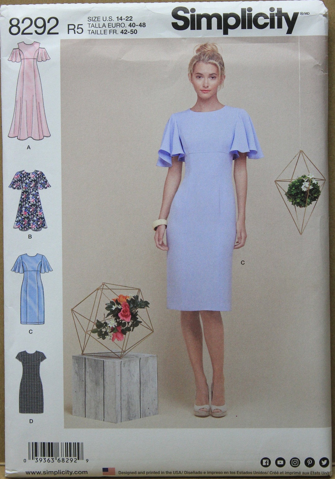 Simplicity Pattern 8292 R5 Misses'/miss Petite Dresses in Sizes 14-16 ...
