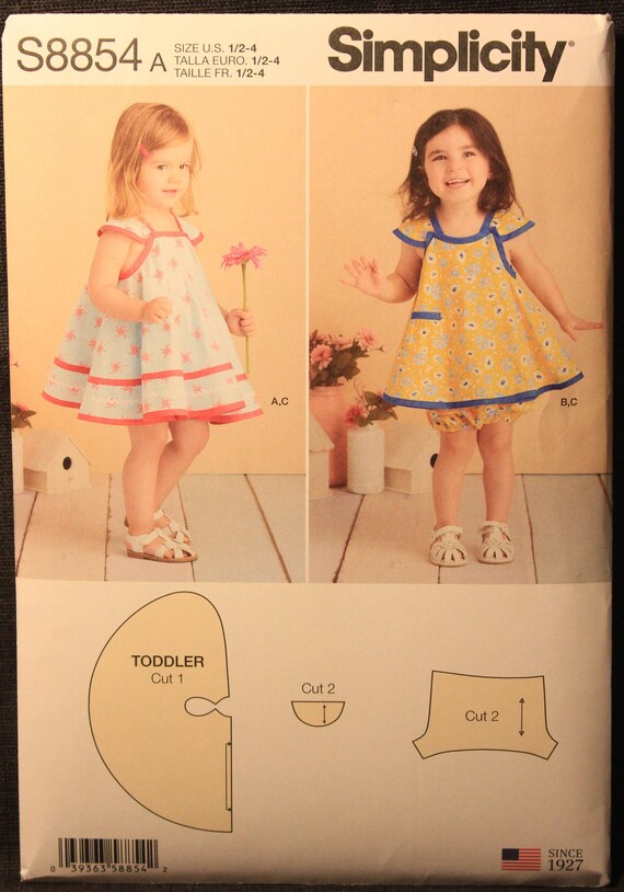Simplicity Pattern 8854 Toddlers' Pinafore and Panties in | Etsy