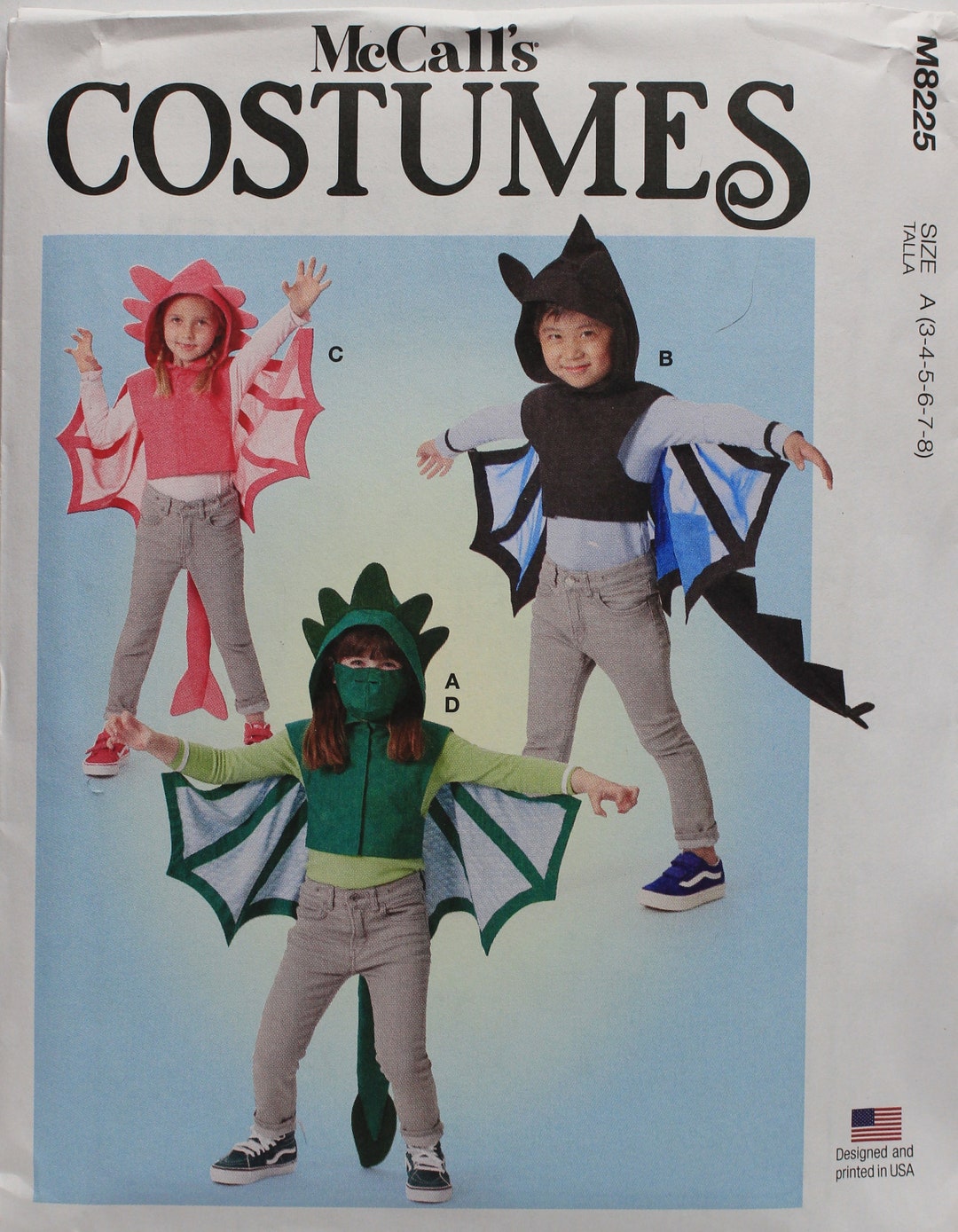 Mccalls Pattern 8225 Kids' Halloween Cosplay Dragon Cape and Mask in ...