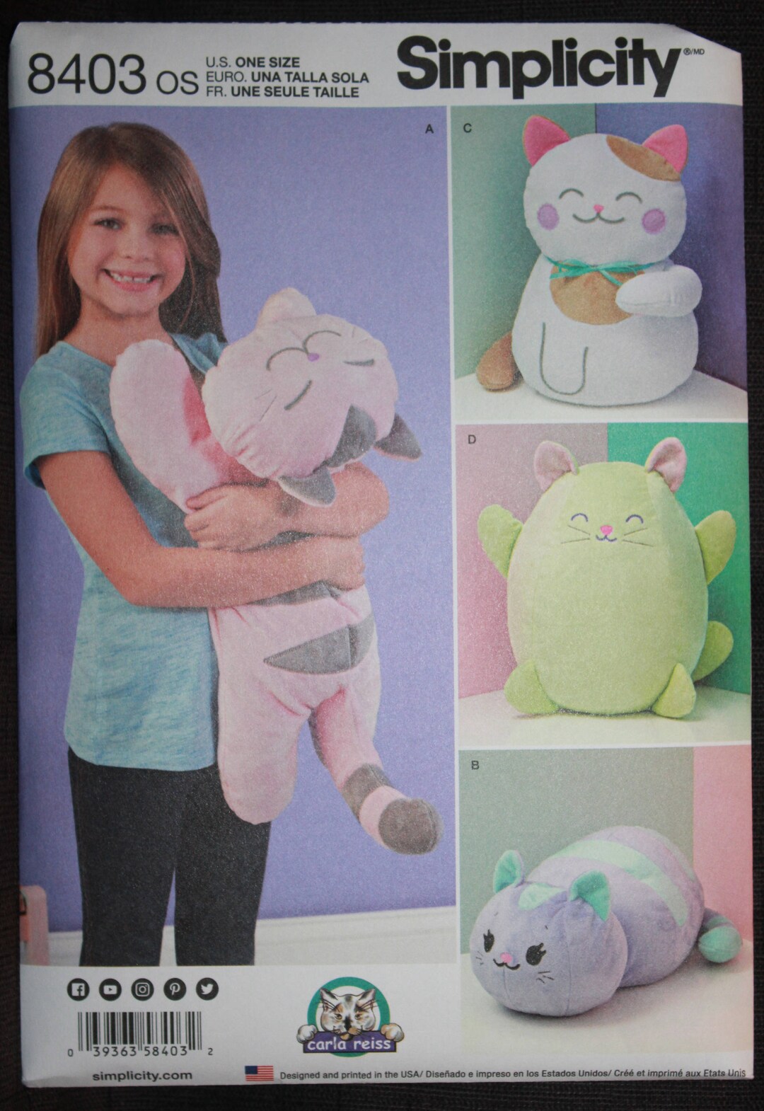 Simplicity Pattern 8403 Carla Reiss Designs Stuffed Kitties - Etsy
