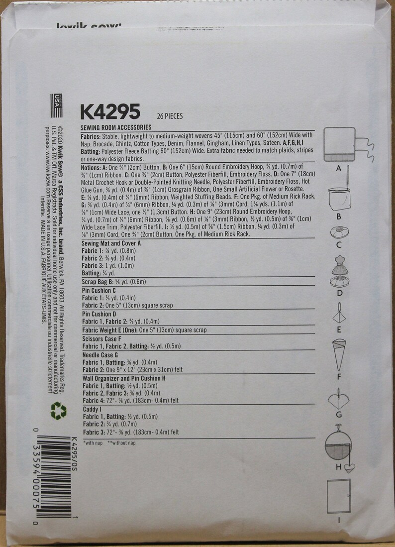 Kwik Sew Pattern K4295 Vintage Inspired Sewing Room - Etsy