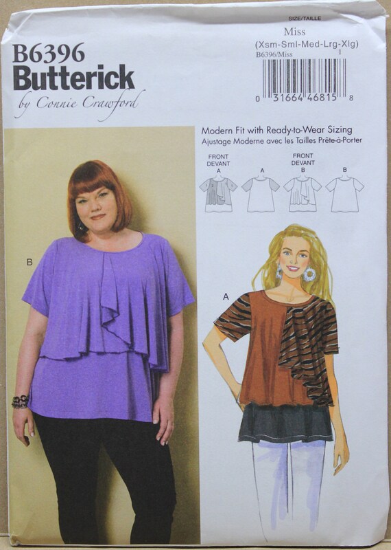 Butterick Pattern 6396 Miss Misses' Asymmetical-Overlay | Etsy