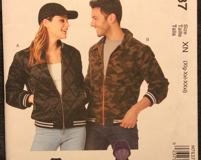 Mccalls Pattern 7637 XN Misses' and Men's Lined Bomber Jackets in Sizes ...