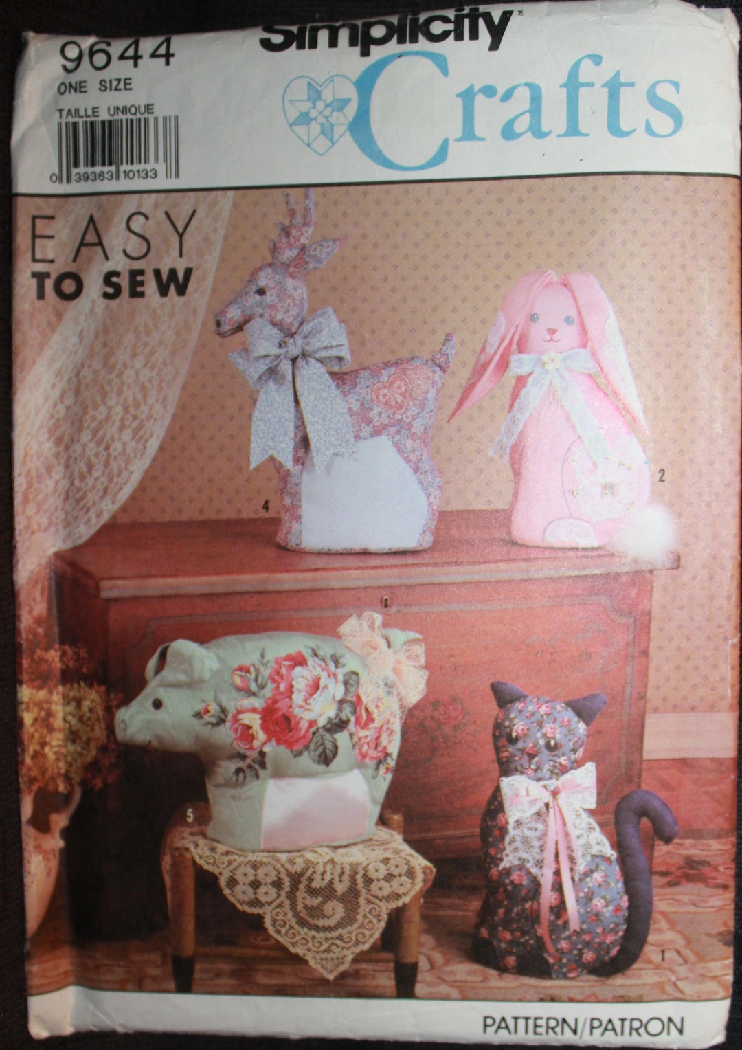 Simplicity Pattern 9644 Easy to Sew Stuffed Animals Goose, Deer, Rabbit ...