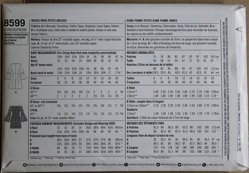 Simplicity Pattern 8599 D5 Cynthia Rowley Designer Misses' - Etsy