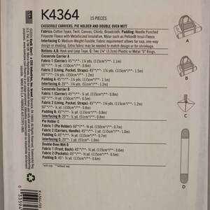 Kwik Sew Pattern K4364 Casserole and Pie Carriers With Double Oven Mitt - Etsy