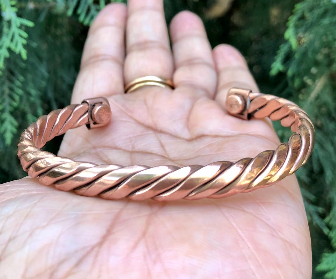 Buy Pure Copper Magnetic Bangle Bracelet: Twisted Design, Adjustable ...