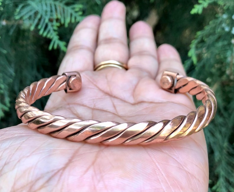 Buy Pure Copper Magnetic Bangle Bracelet: Twisted Design, Adjustable ...