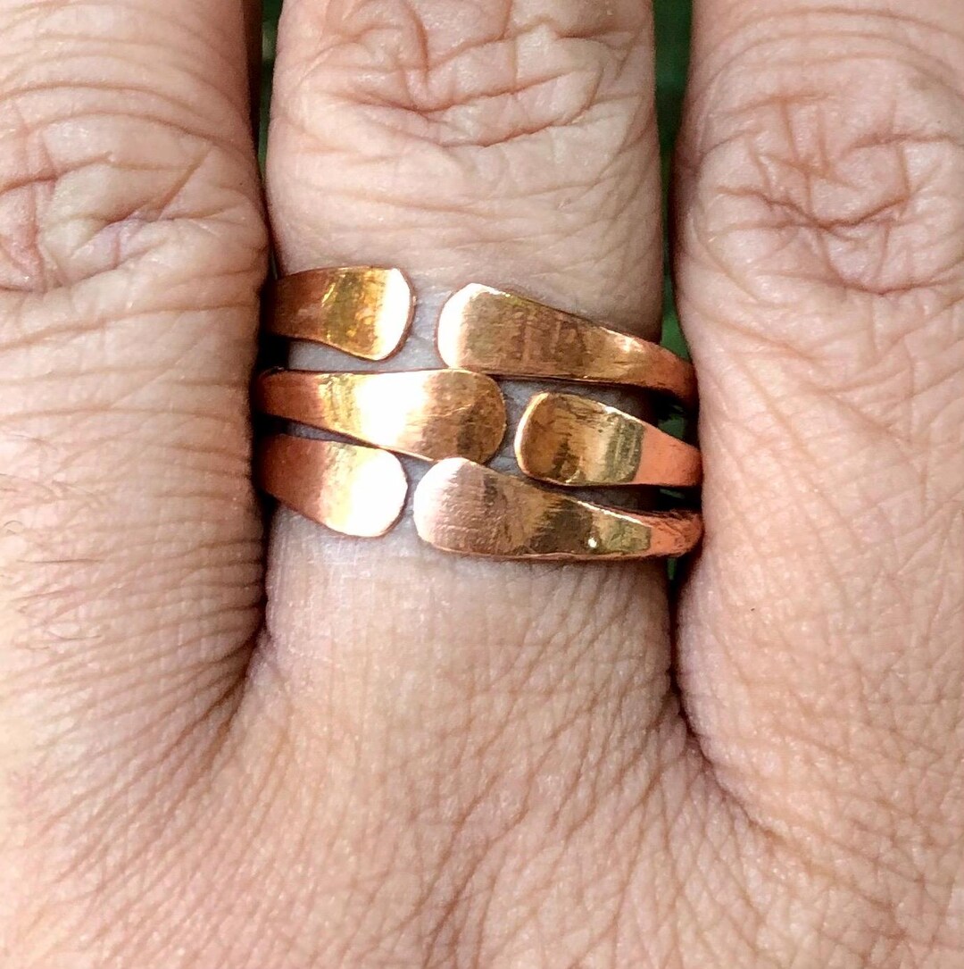 3 Pc Pure Copper Stackable Ring, Finger Ring, Adjustable, Plain Design ...