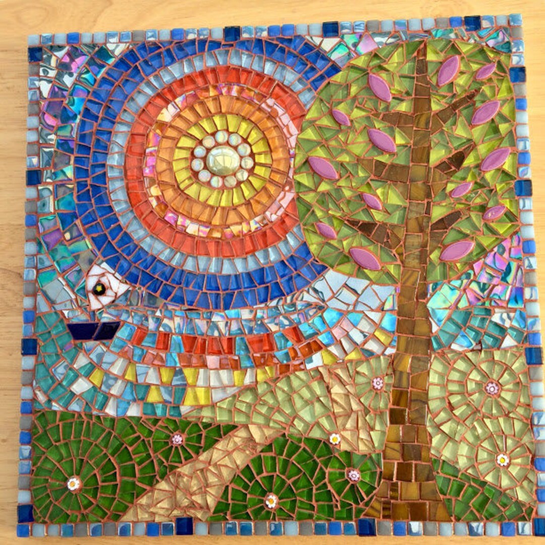 Mosaic Tree Wall Art Folk Art Tree Folk Art Mosaic Picture - Etsy