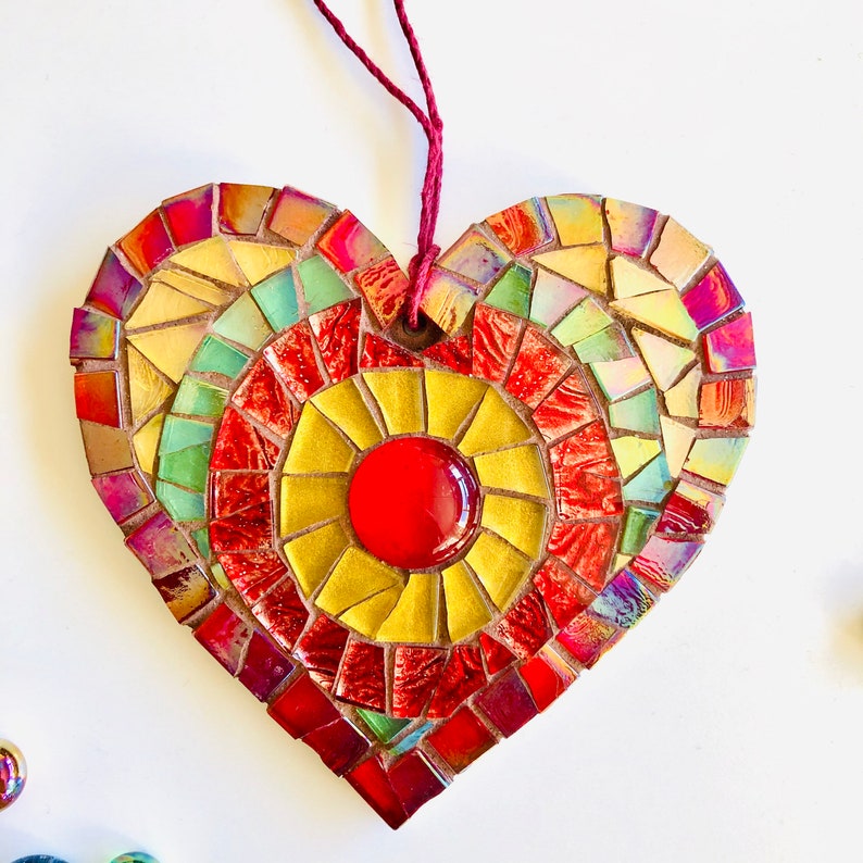 Ornement de coeur de mosaïque Art de mur de coeur Coeur en | Etsy