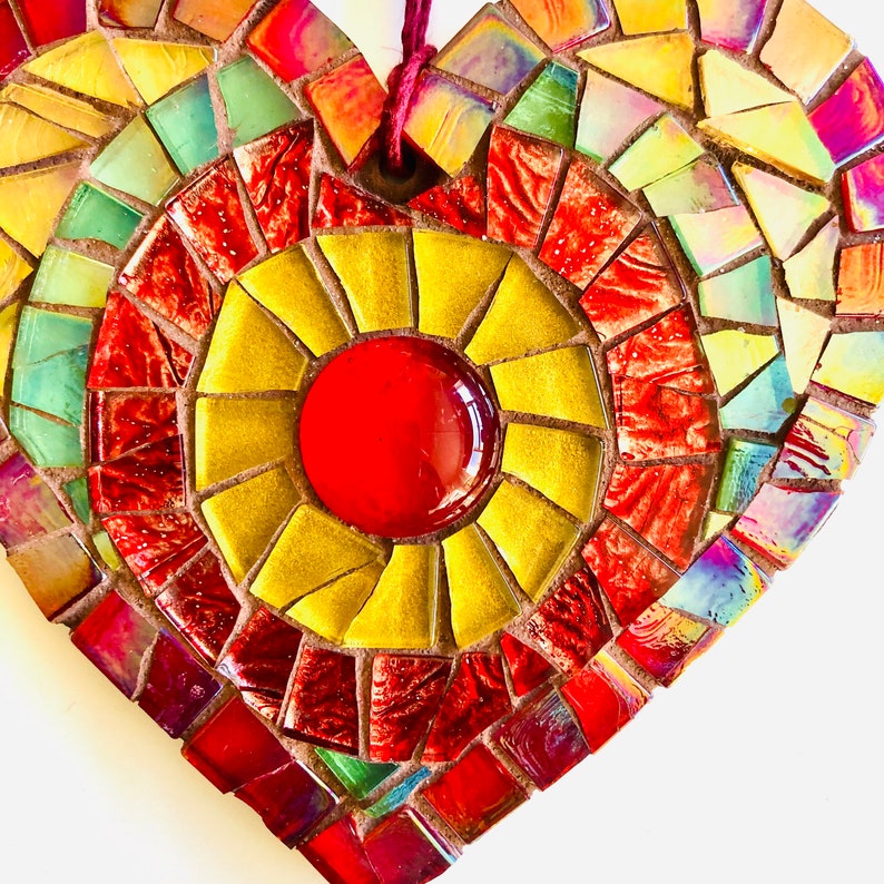 Ornement de coeur de mosaïque Art de mur de coeur Coeur en | Etsy