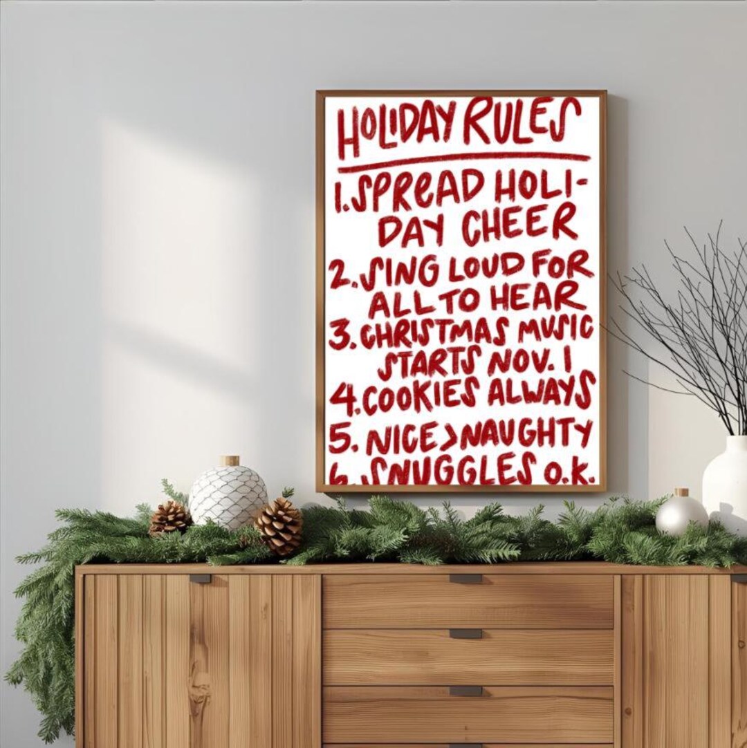 Holiday Rules Art Print, Festive Christmas Decor (digital Download) - Etsy