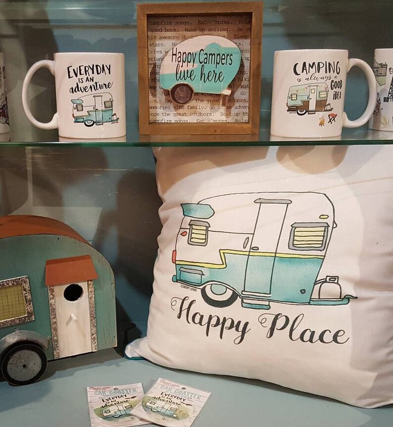 Happy Camper Coffee Ceramic Mug / Camping / Retro Camper / | Etsy
