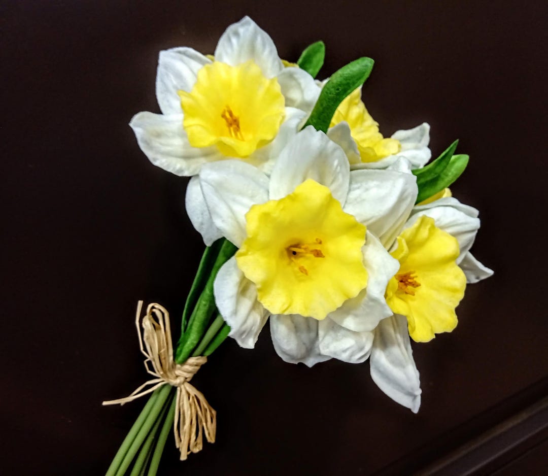 6 Stems Daffodils Bundle Real Touch Daffodils Bunch Artificial Flowers ...