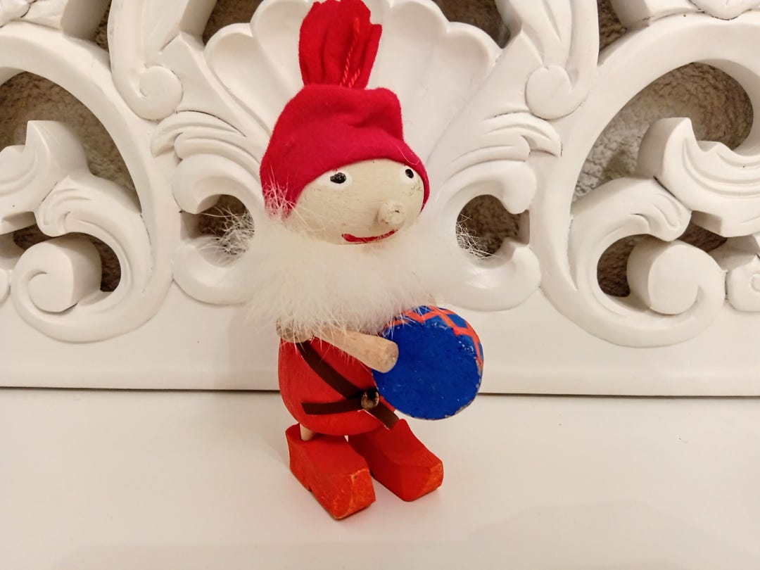 Vintage Swedish Christmas Gnome Elf With Drums Figurine Sweden Handmade ...