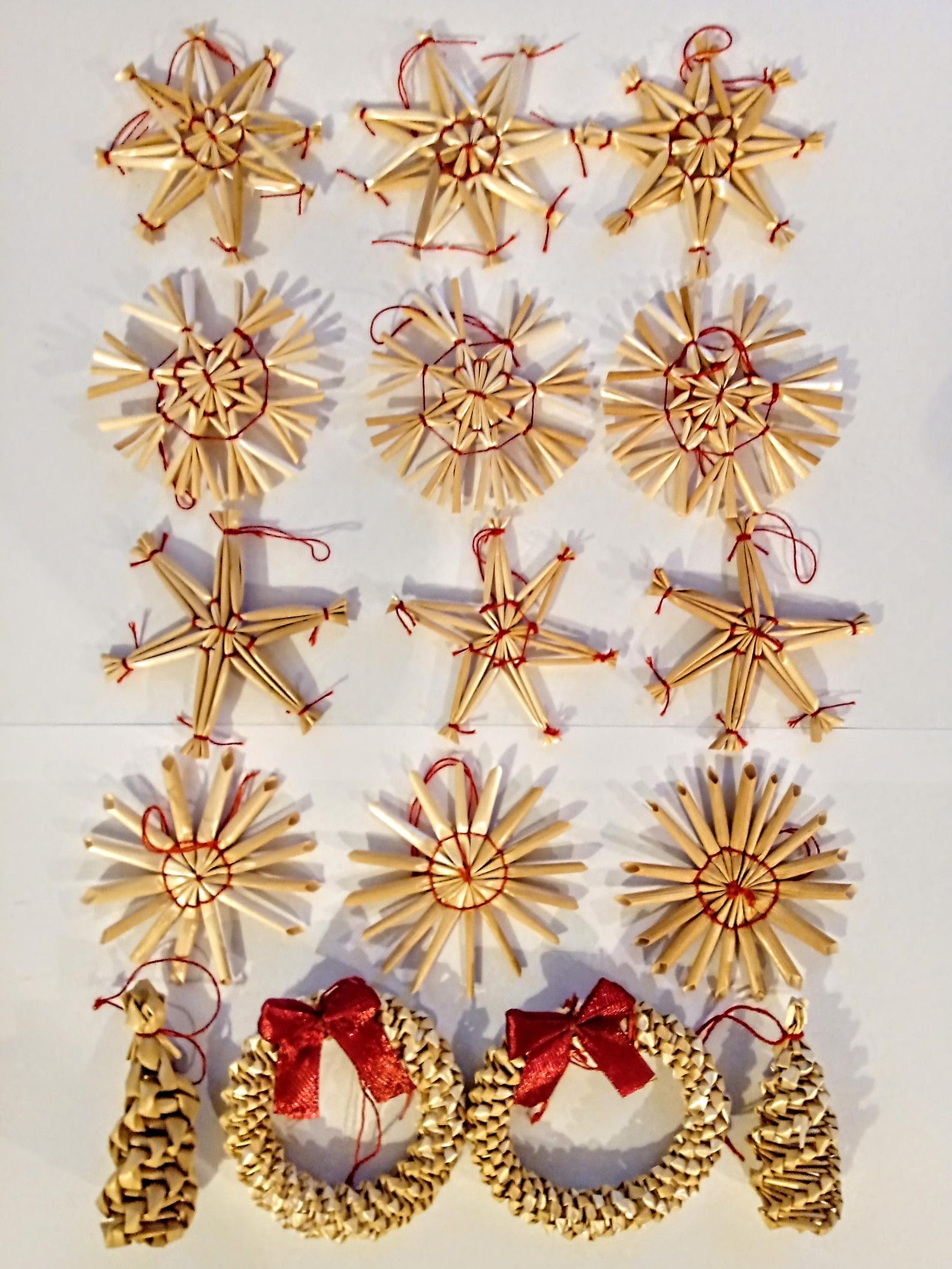 16x Christmas Tree Decorations Straw Swedish Traditional Folk Art ...