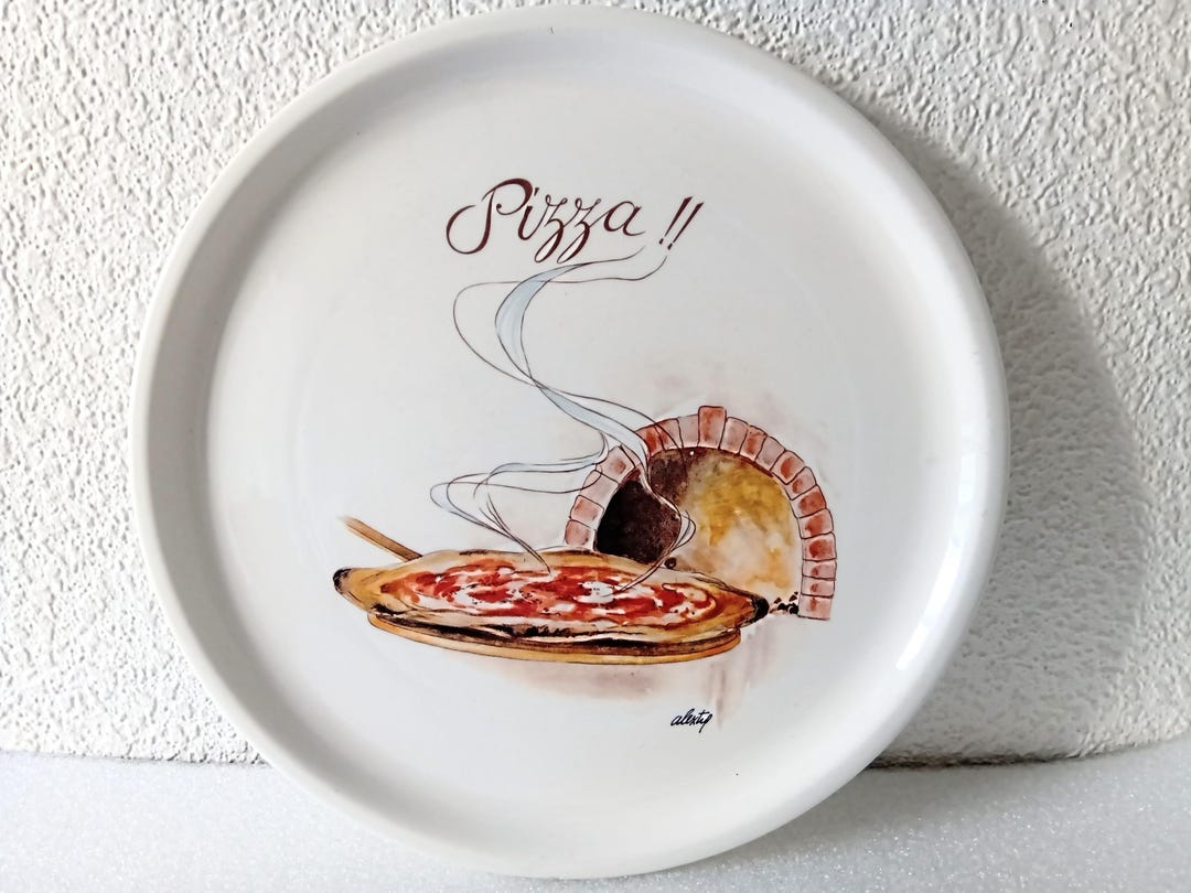 Amazing Vintage Pizza Plate Serving Pizza Tray Ceramic Platter Hand ...