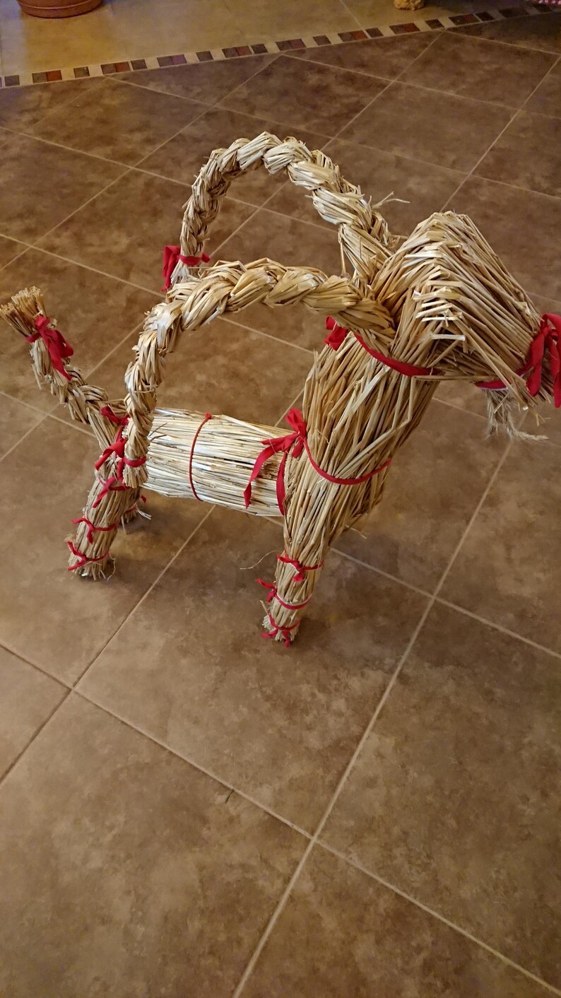 VERY LARGE 27'' 68cm Scandinavian Vintage Decoration Straw Swedish Goat ...